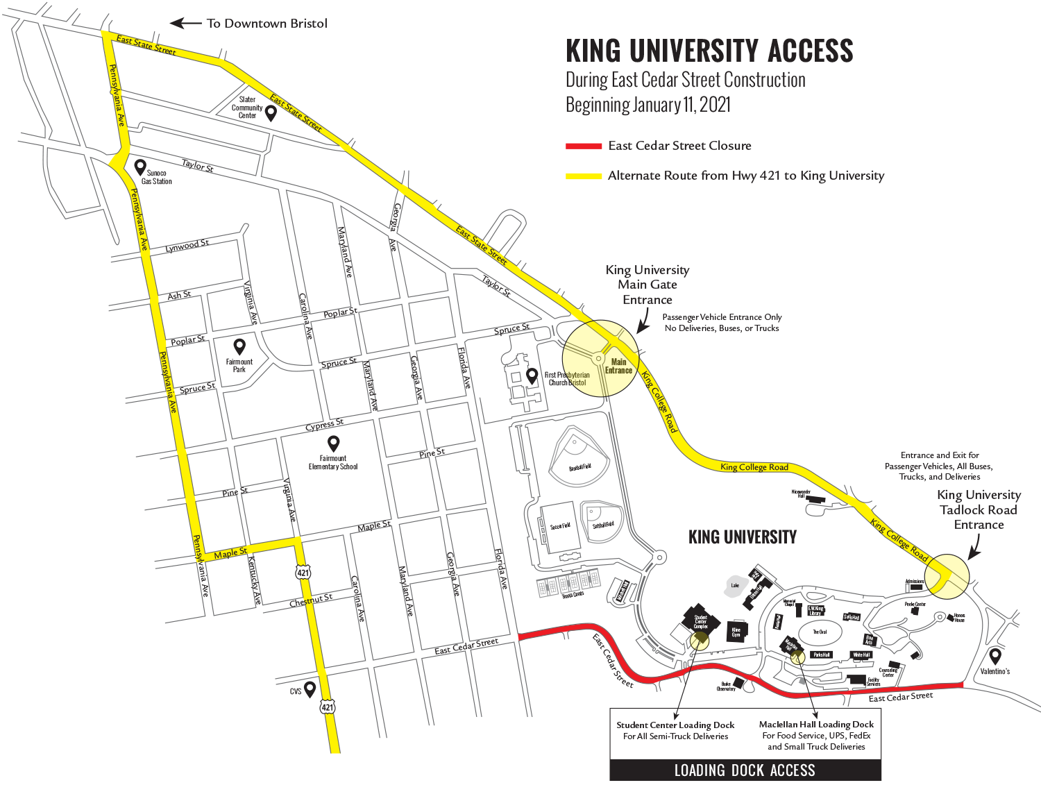 East Cedar Street Closure | King University