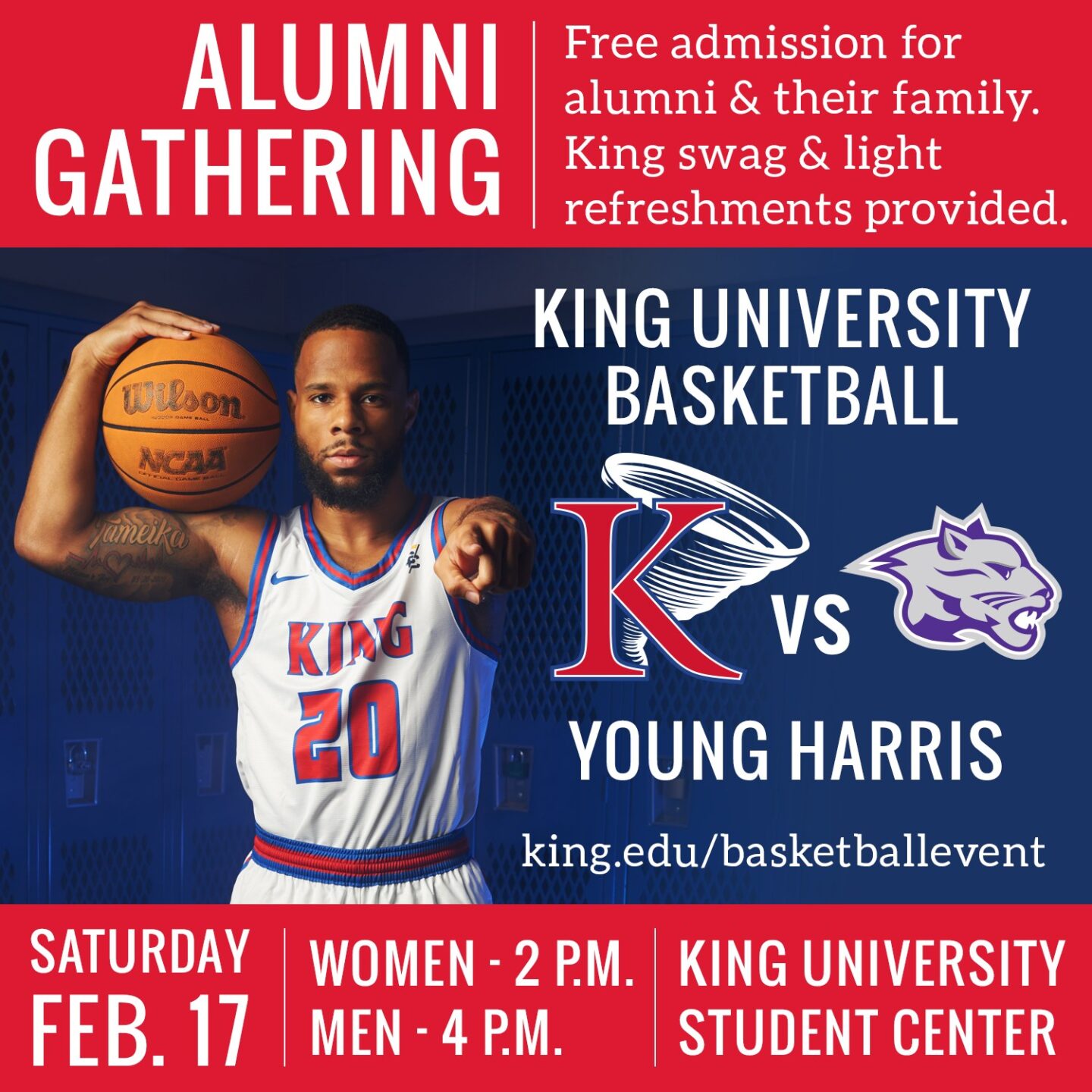 Alumni Event: Tornado Basketball vs. Young Harris | King University